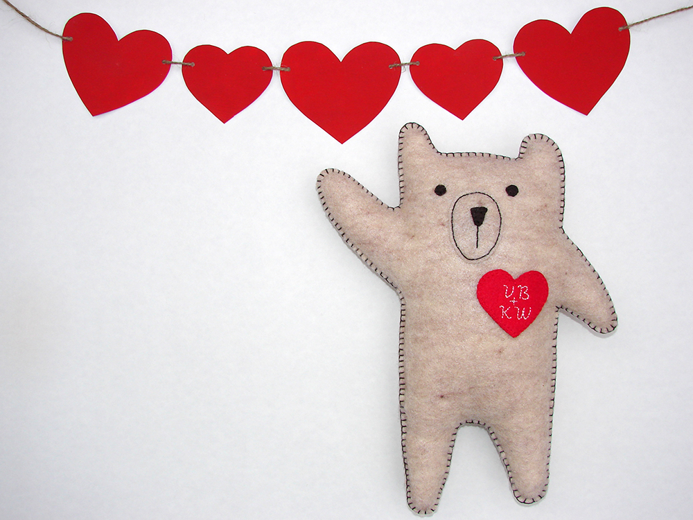 Personalized Valentine Bear Embroidered Heart With Your Initials on Luulla