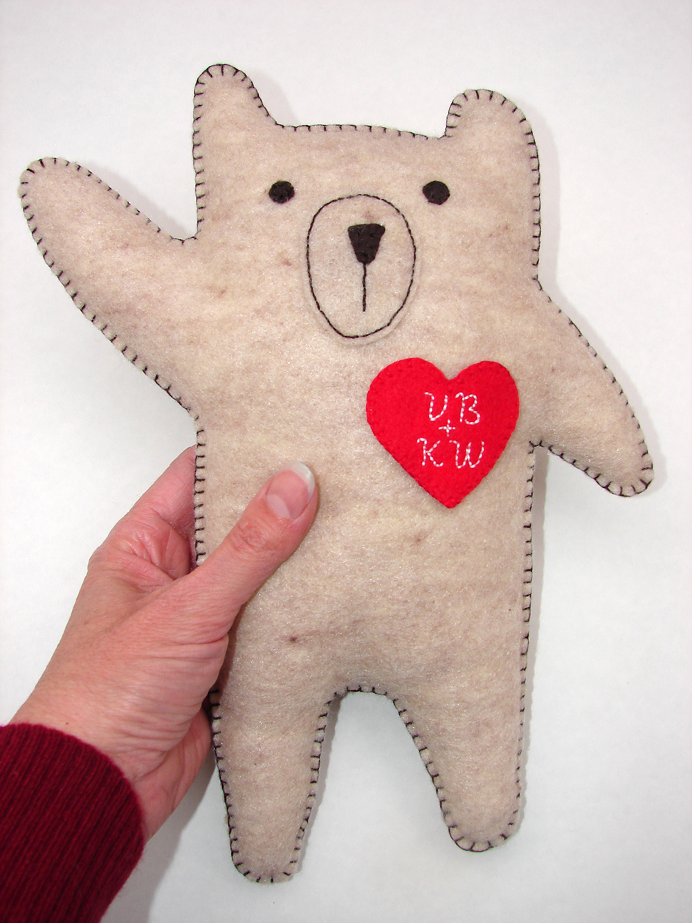 Personalized Valentine Bear Embroidered Heart With Your Initials on Luulla